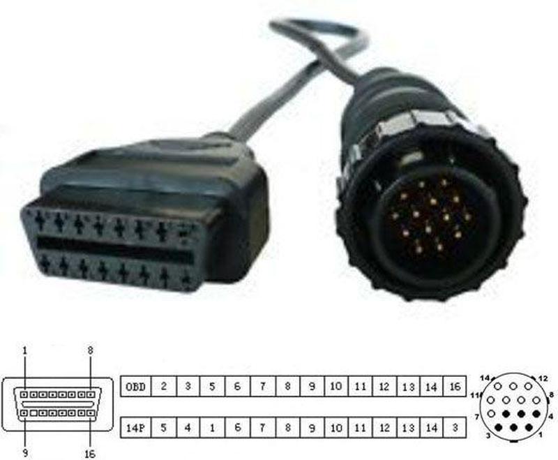 Переходник c OBD-II 16-pin на 14-pin MB Sprinter, VW LT, Ssang...: цена ...