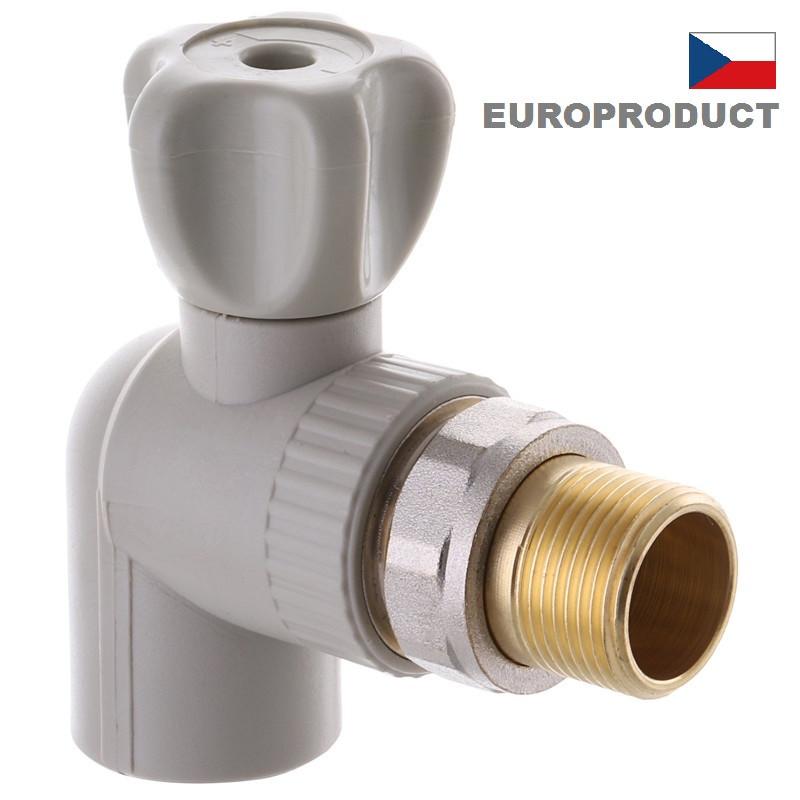 Кран радиаторный угловой 25х3/4 PPR с американкой EUROPRODUCT - 136 грн ...