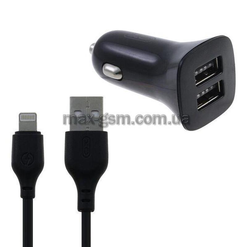 УЗУ XO TZ10 Lightning (АЗУ 2xUSB 2.4A/Cable Lightning) black - 154 ...