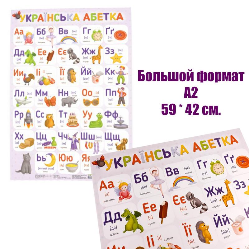 Плакат большой Украинский алфавит Формат А2 594 420 мм Zir 93