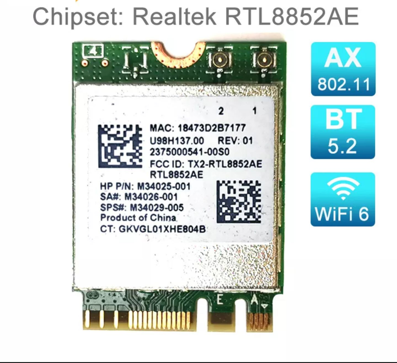  WiFi 6 Realtek RTL8852AE 802 11ax PCIe Adapter 599 