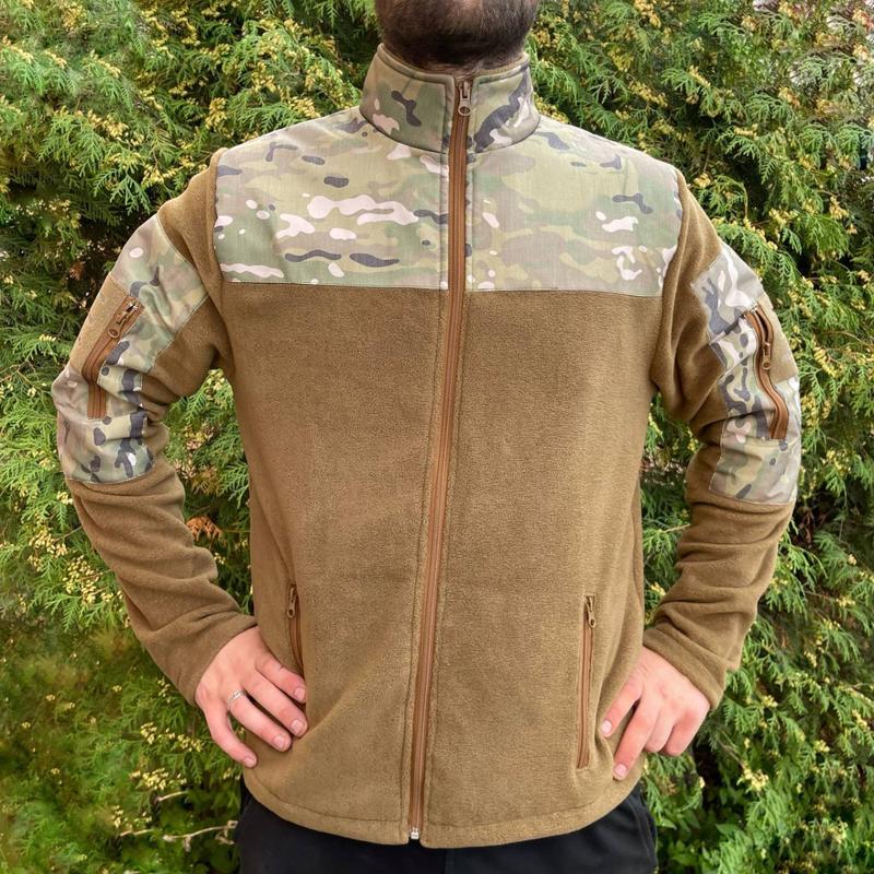 Кофта флисовая мужская военная тактическая с липучками под шев ...