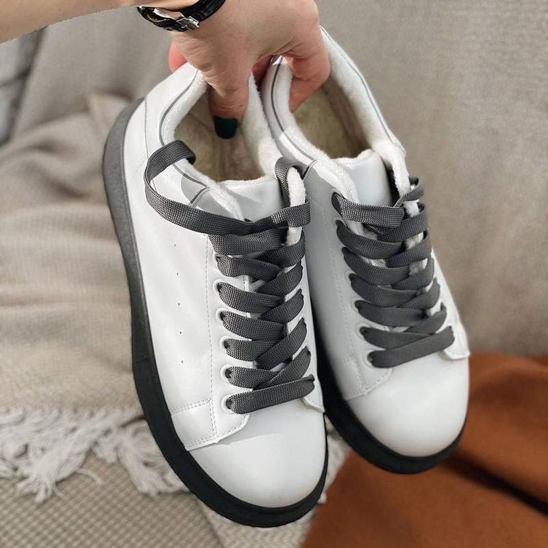 Теплі кеди кросівки білі кроссовки кеды на хутрі осінь / евр... - 595 ...