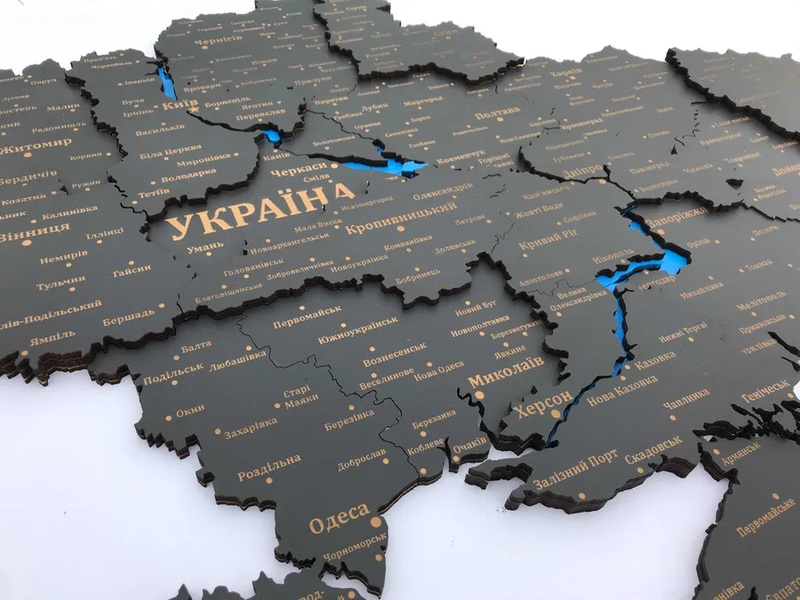 3d Декоративна Мапа України на стіну з березової фанери ціна 6300 грн