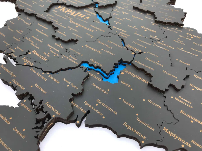 3d Декоративна Мапа України на стіну з березової фанери ціна 6300 грн