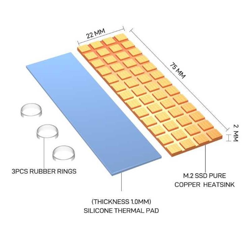Heatsink for m2 ssd, мідний радіатор для m2 ssd 2280: цена 299 грн ...
