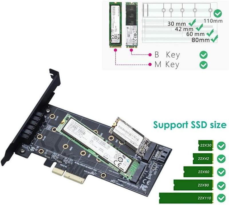 Подвійний адаптер M.2 SSD M.2 PCIe (NVMe або AHCI) M.2 SATA II... - 630 ...