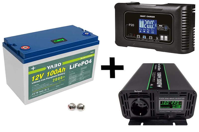 Комплект: Акумулятор LIfepo4 12V 100Ah + інвертор 4000W - 12V DC ...